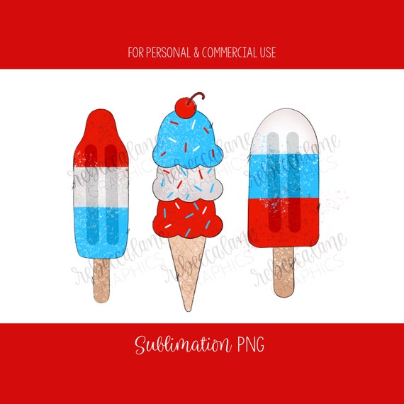 4th of July Ice Cream PNG Independence Day Popsicle Clipart - Etsy
