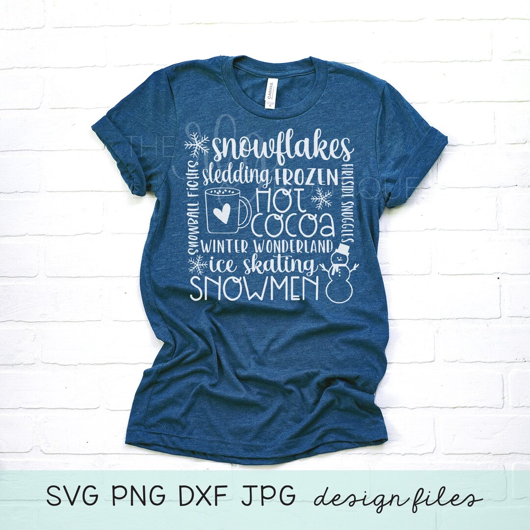 Winter Shirt SVG - Snowflakes, Snowmen, Hot Cocoa SVG With Clip Art - Etsy
