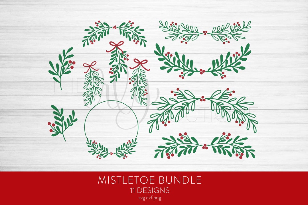 Christmas Mistletoe SVG Bundle - Clip Art - Design Elements - Christmas ...