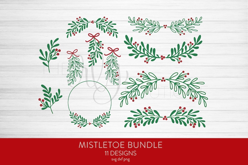Christmas Mistletoe SVG Bundle Clip Art Design Elements - Etsy