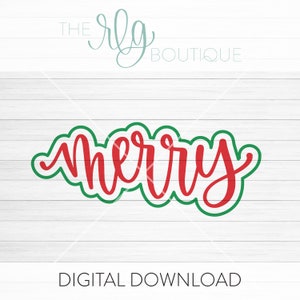 Merry Outline Png Svg Christmas Shirt Cricut Design - Etsy
