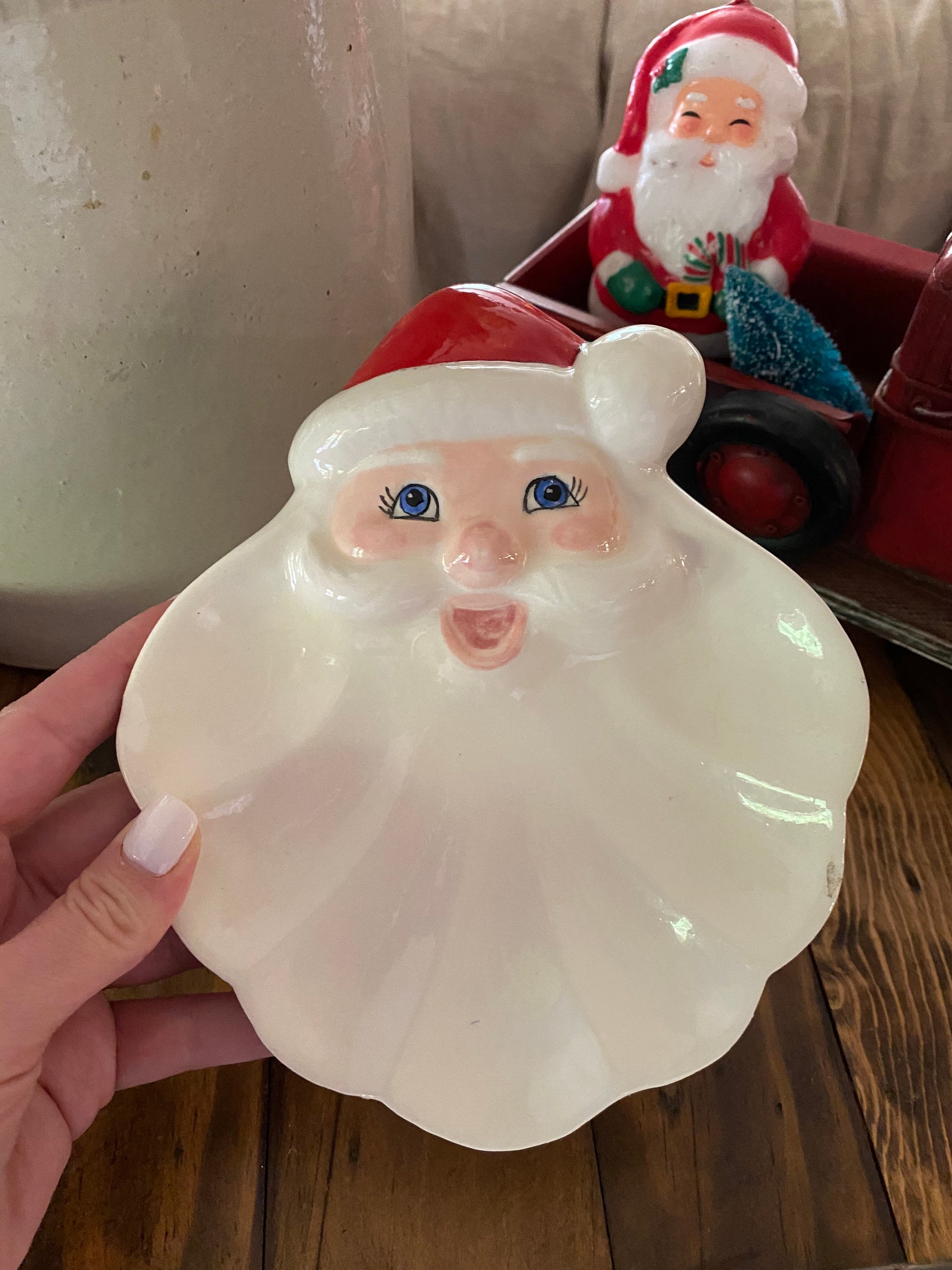 Vintage Santa Spoon Rest Small Santa Plate - Etsy
