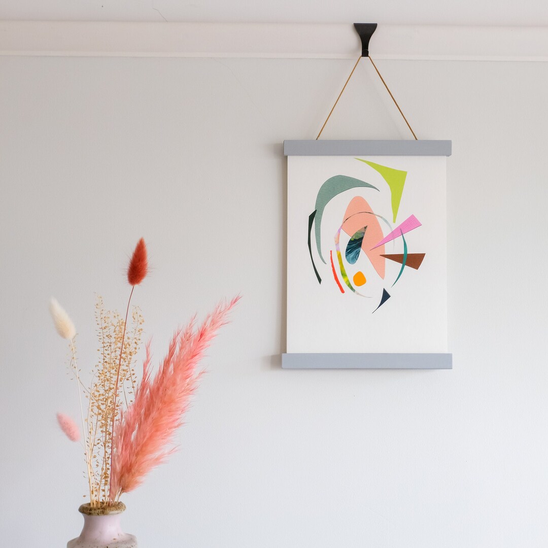 Abstract Marble Collage Giclée Print: Peach, Teal, and Yellow Wall Art ...