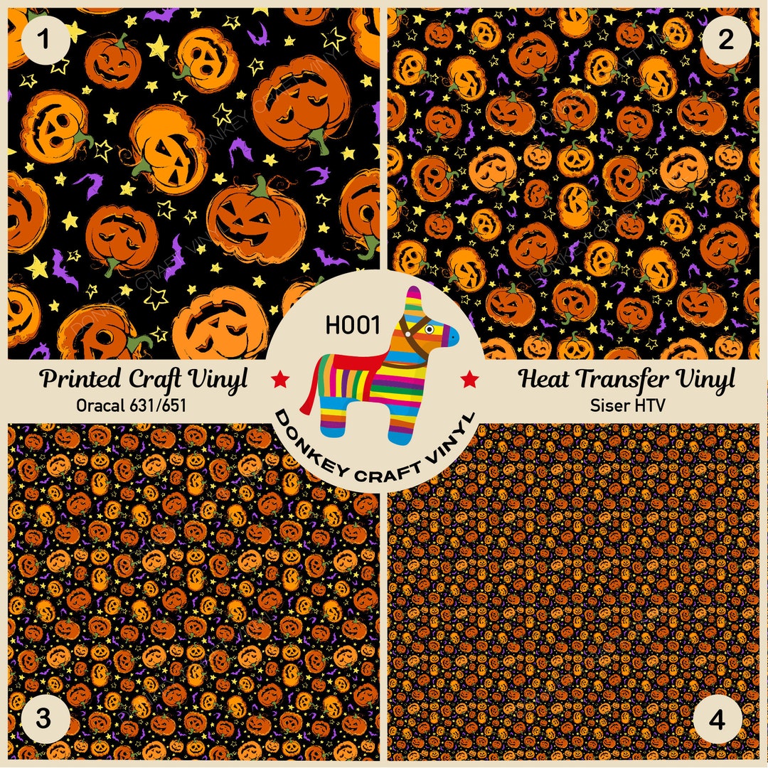 Halloween Pumpkins Pattern Printed HTV, Pattern Glitter HTV, Pattern ...