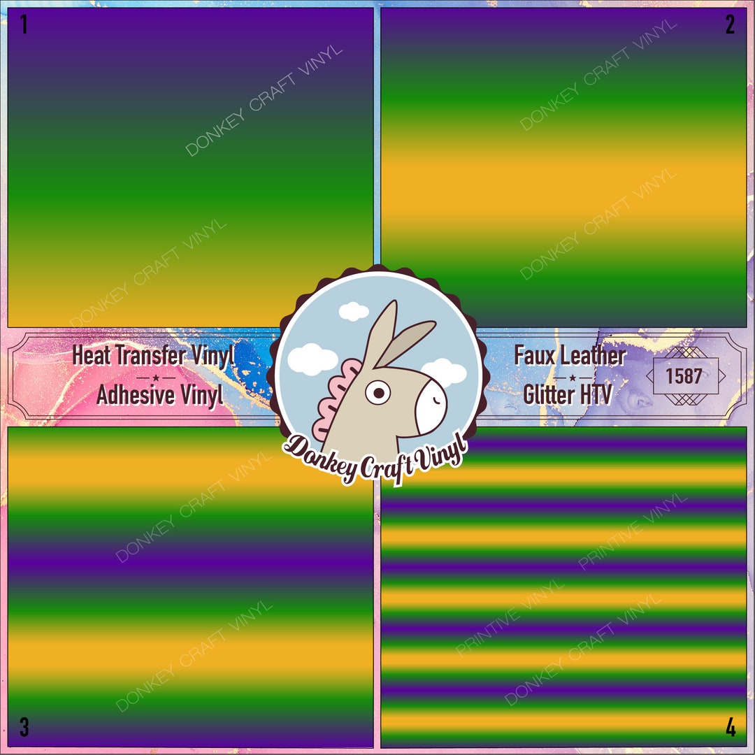 Mardi Gras Ombre Pattern HTV, Iron on Vinyl, Faux Leather, Puff Heat ...