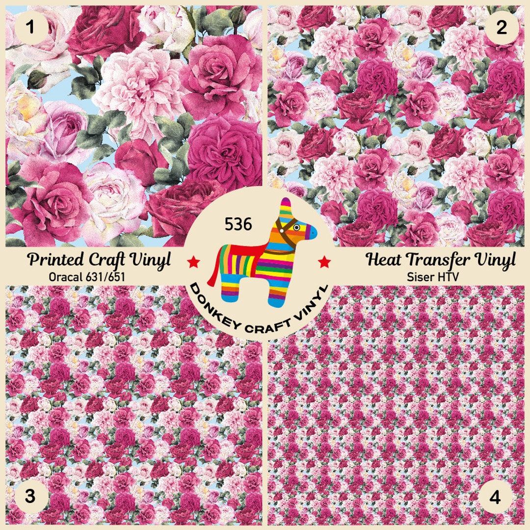 Watercolor Flower Printed HTV, Pattern Vinyl, Iron on Vinyl, Glitter ...
