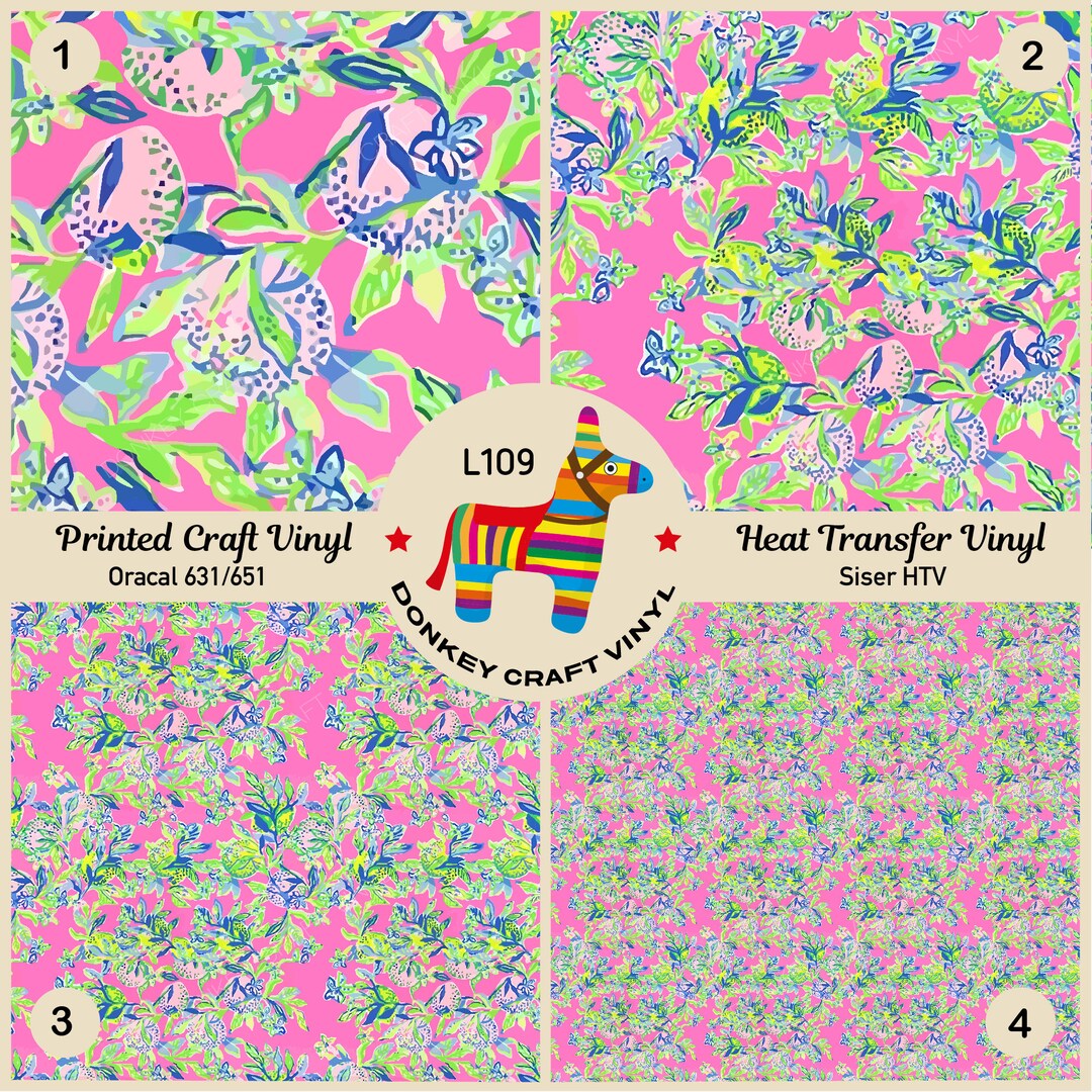 Pink Floral Printed Vinyl, Glitter HTV, Patterned Iron on Vinyl, Faux ...