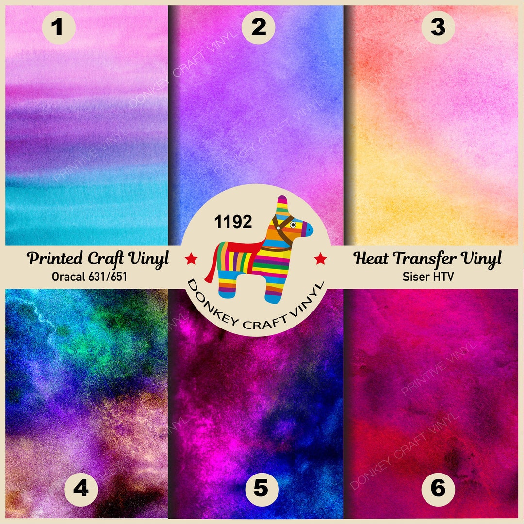 Abstract Watercolor Colorful Printed HTV, Pattern Vinyl, Faux Leather ...