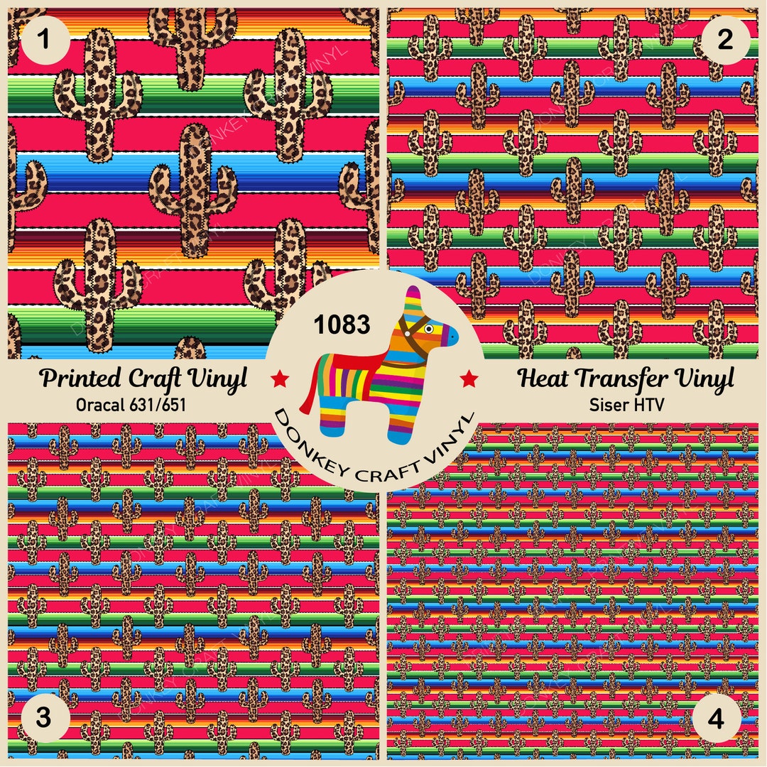 Serape Cactus Leopard Pattern HTV, Printed Vinyl, Faux Leather, Puff ...