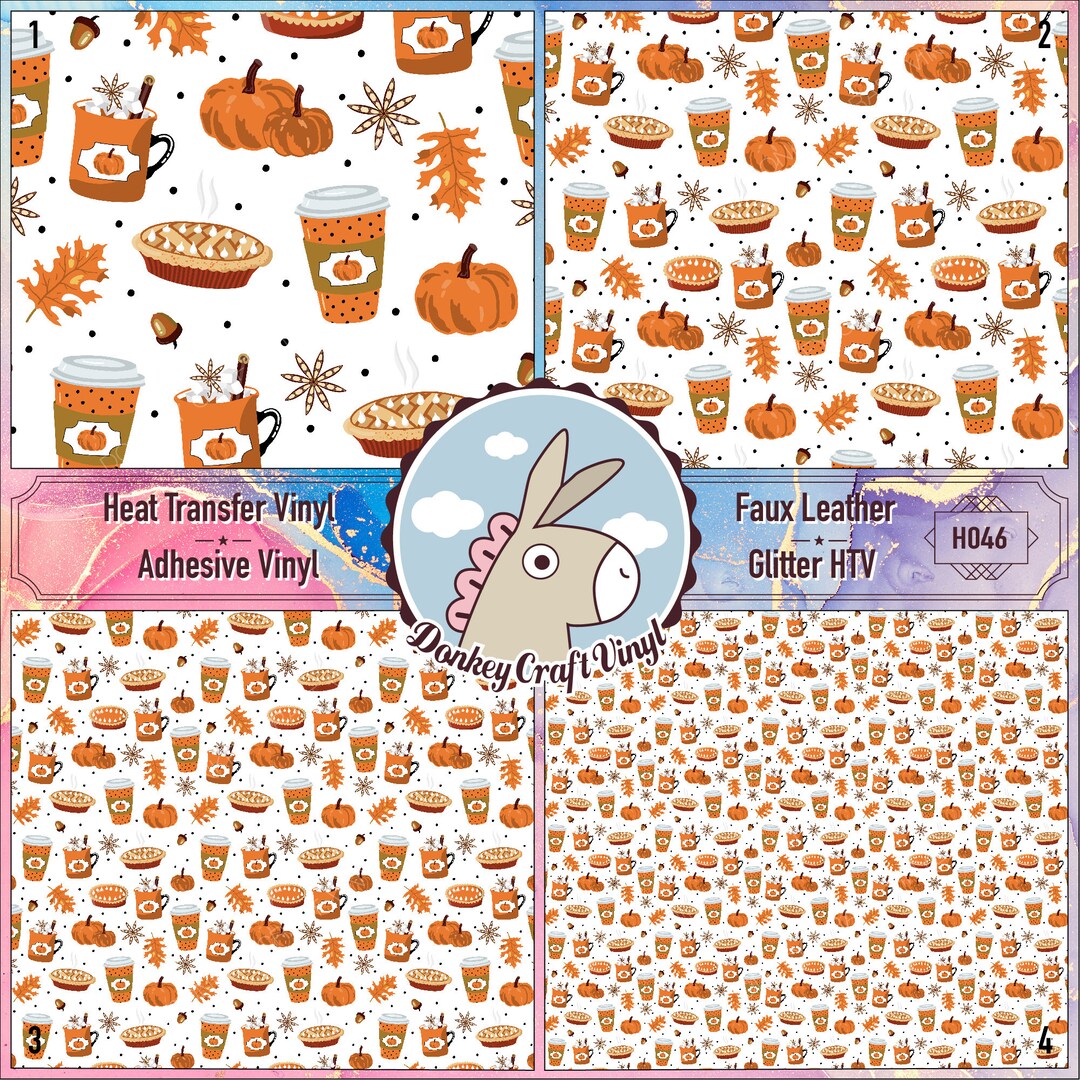 Thanksgiving Pumpkin Spice Pattern Printed HTV, Pattern Glitter HTV ...
