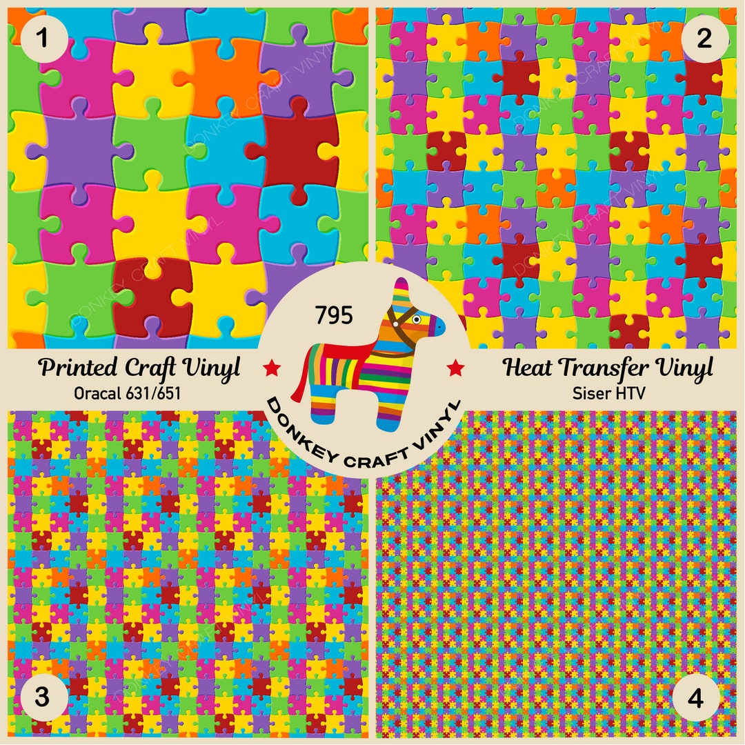 Colorful Autism Awareness Pattern Printed Puff Heat Transfer Vinyl ...