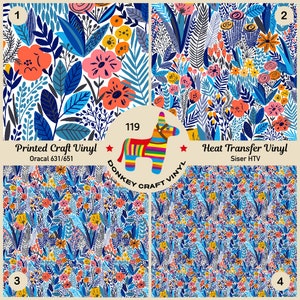 Tropical Illustration Printed HTV, Pattern Vinyl, Patterned HTV, Iron ...