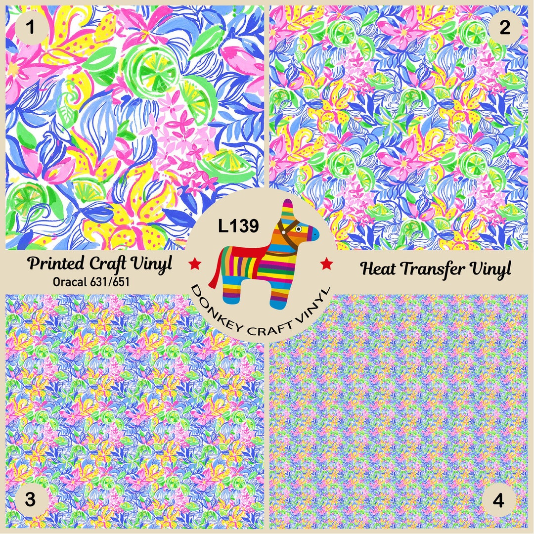 Tropical Lime Flower Pattern Vinyl, Glitter HTV, Patterned Iron on ...