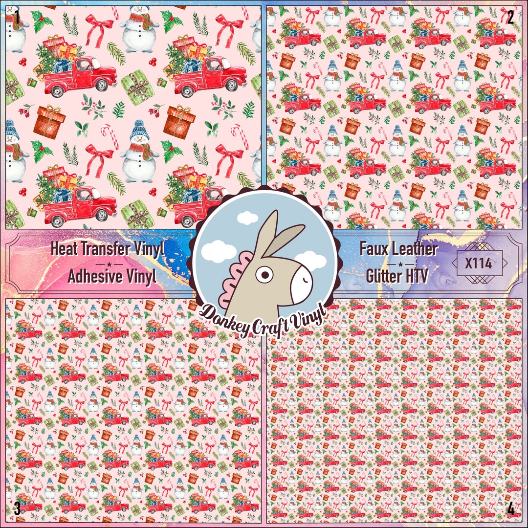 Christmas Gift Truck Snowflake Printed HTV, Pattern Vinyl, Patterned ...