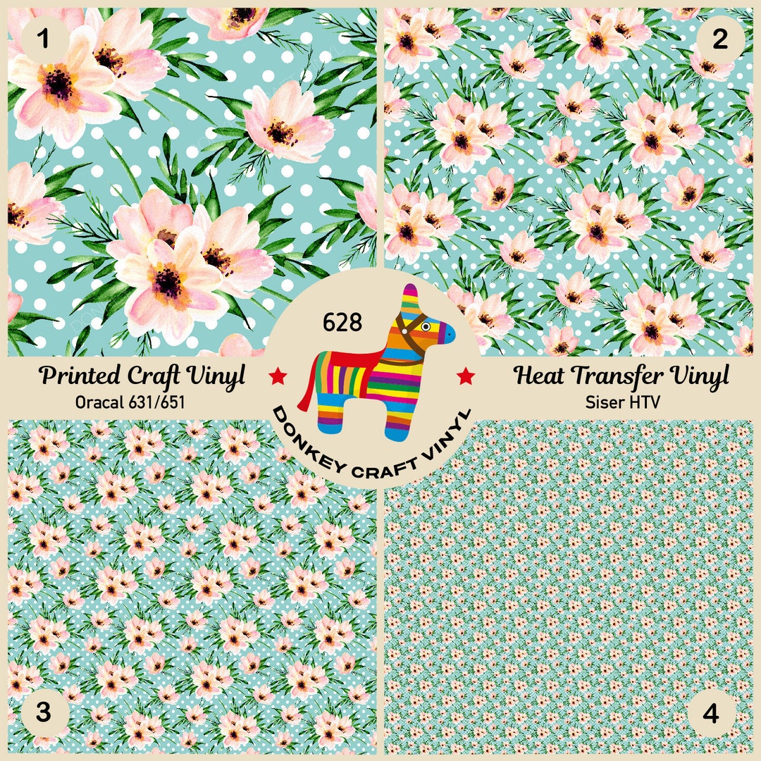 Floral Flower Printed HTV Pattern Vinyl Iron on Vinyl - Etsy