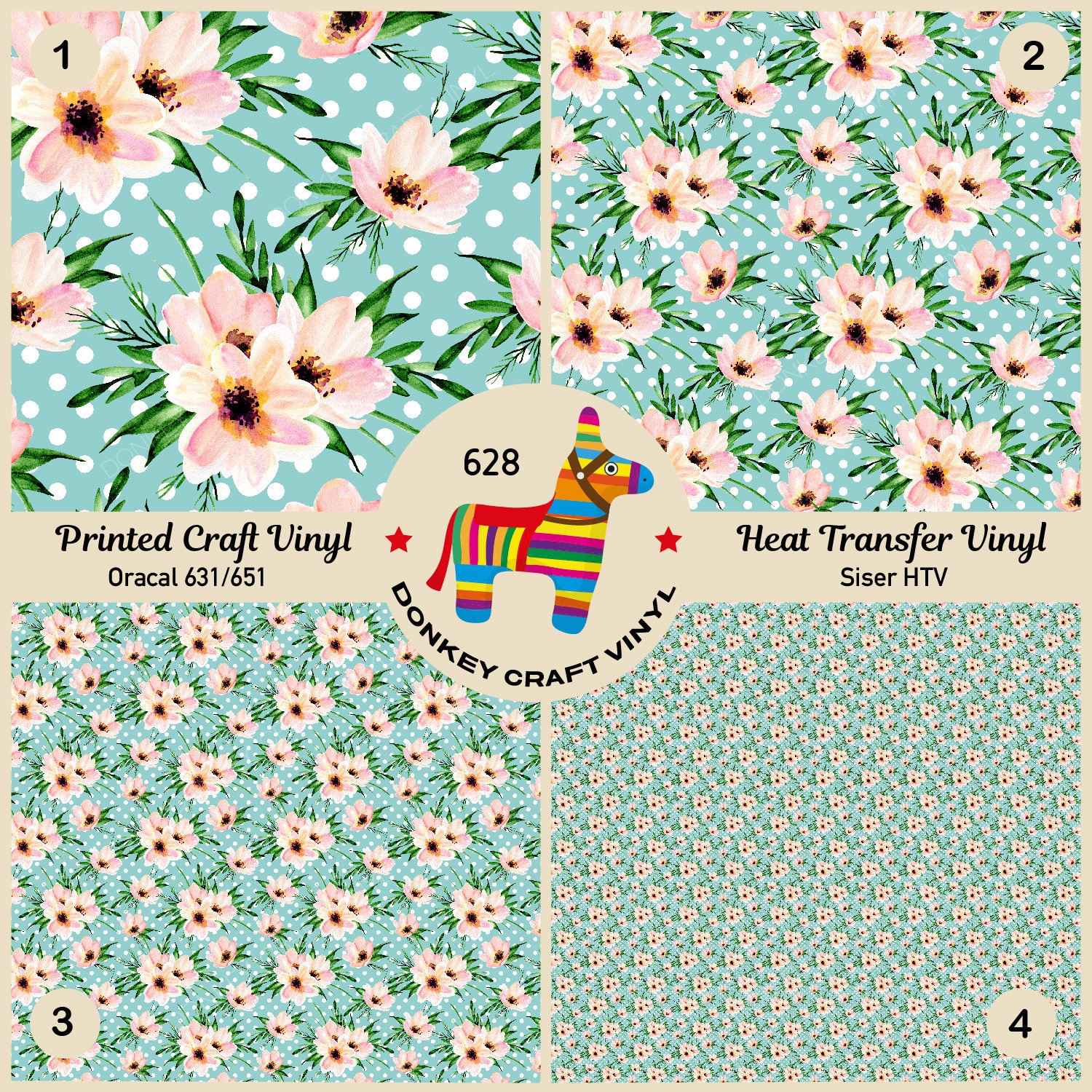 Floral Flower Printed HTV Pattern Vinyl Iron on Vinyl - Etsy