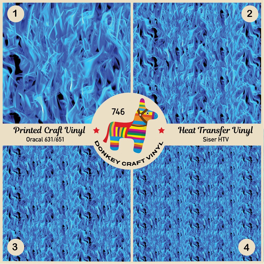 Patterned Vinyl | Blue Fire Flame Printed HTV, Iron on Vinyl, Glitter ...