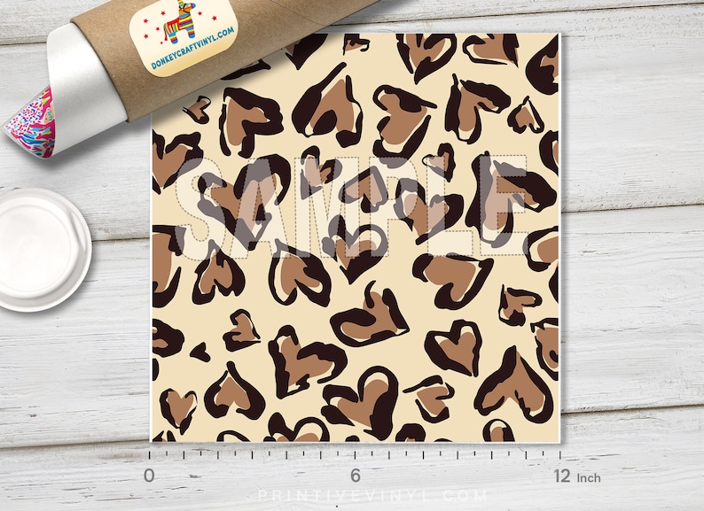 Love Heart Leopard Patterned HTV Iron on Vinyl Siser Heat | Etsy