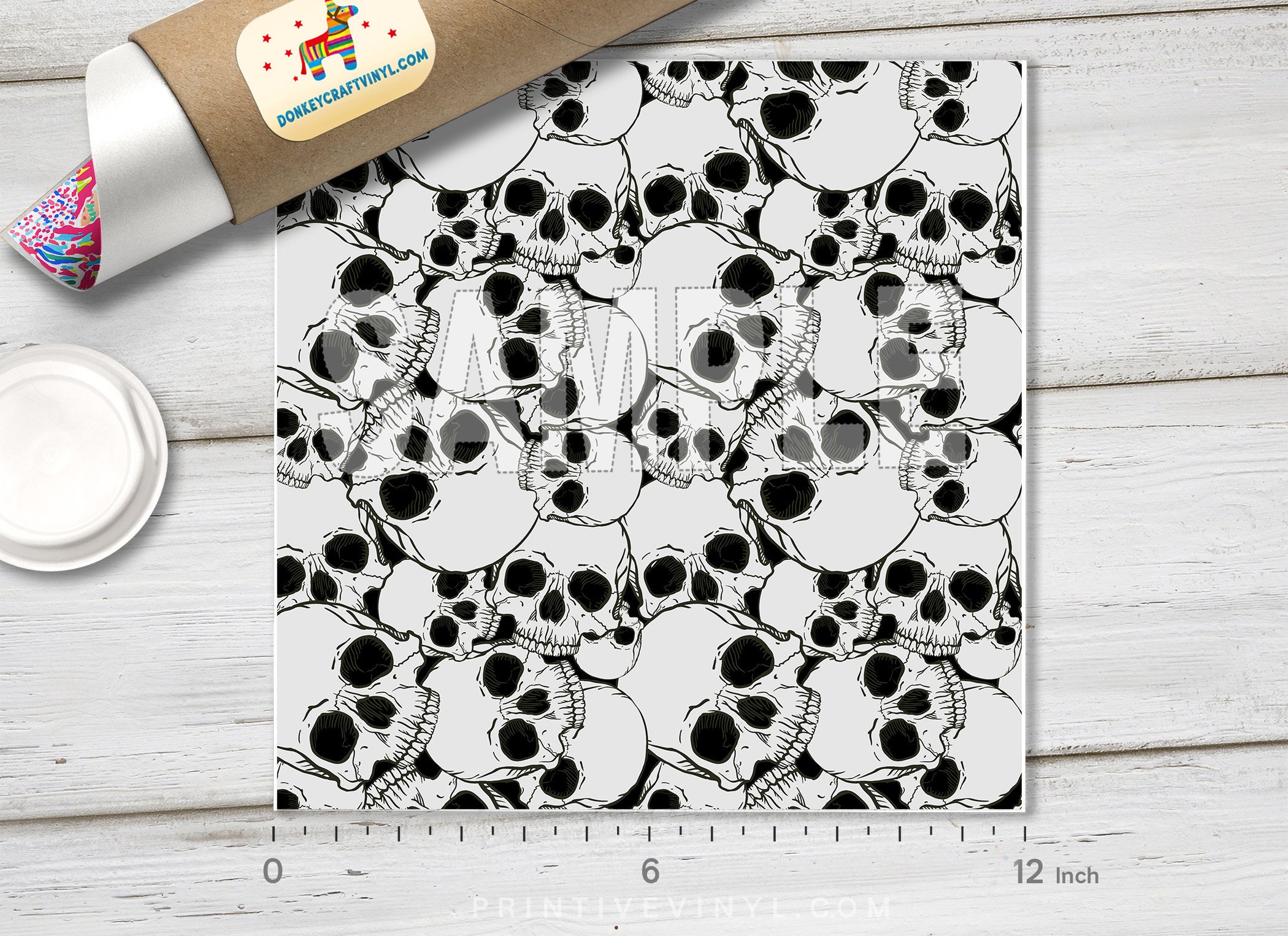 Halloween Skull Printed HTV, Pattern HTV, Iron on Vinyl, Pattern Vinyl ...