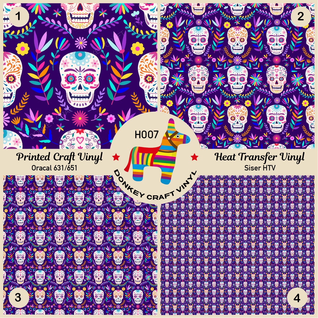 Halloween Sugar Skull Printed HTV, Pattern HTV, Pattern Vinyl, Faux ...
