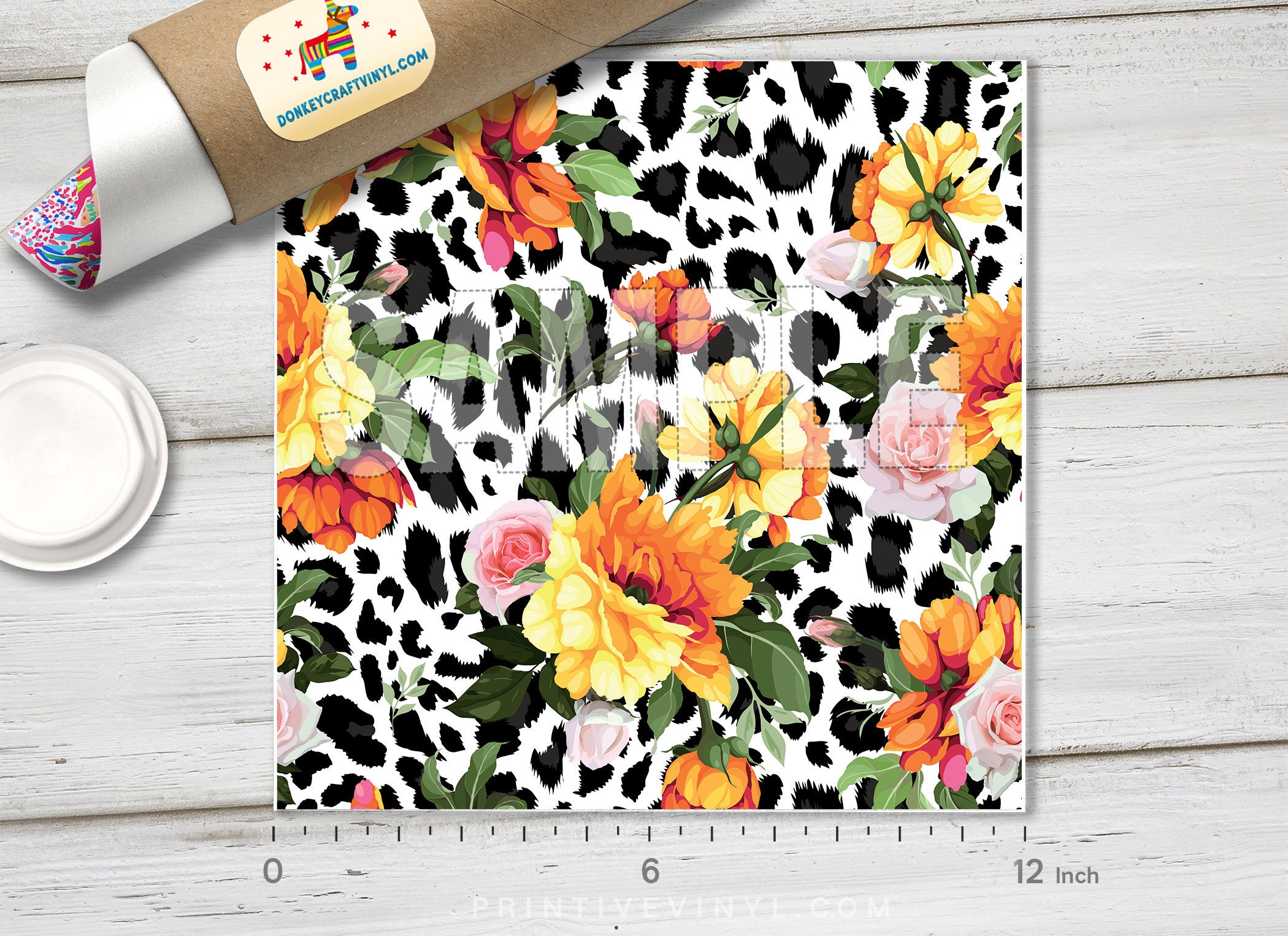 Leopard Flower Printed HTV, Pattern Vinyl, Iron on Vinyl, Glitter HTV ...