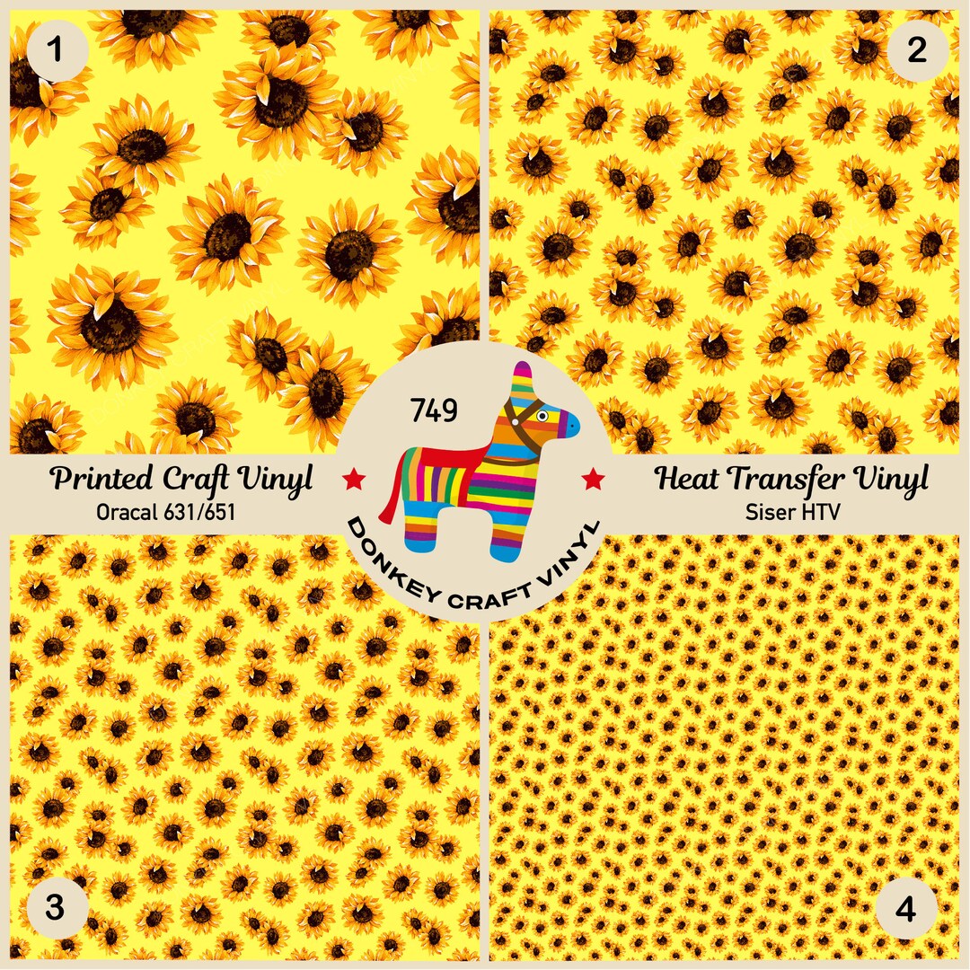 Sunflowers Printed Htv,pattern Vinyl, Iron on Patterned HTV, Faux ...