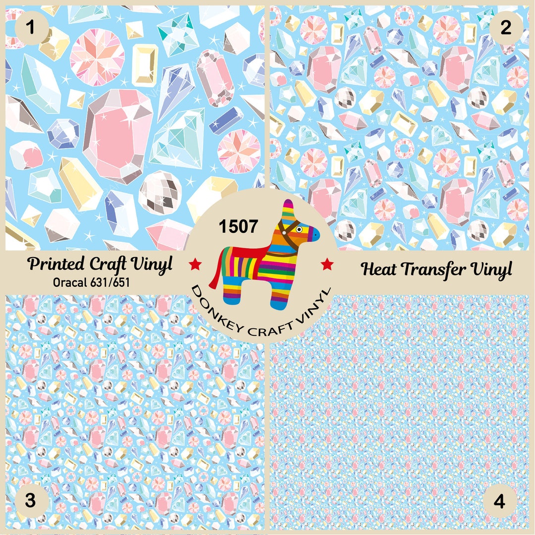 Cartoon Crystal Gem Printed HTV, Glitter HTV, Iron on Vinyl, Faux ...