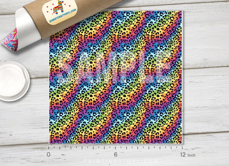 Rainbow Leopard Printed HTV Patterned HTV Pattern Vinyl - Etsy