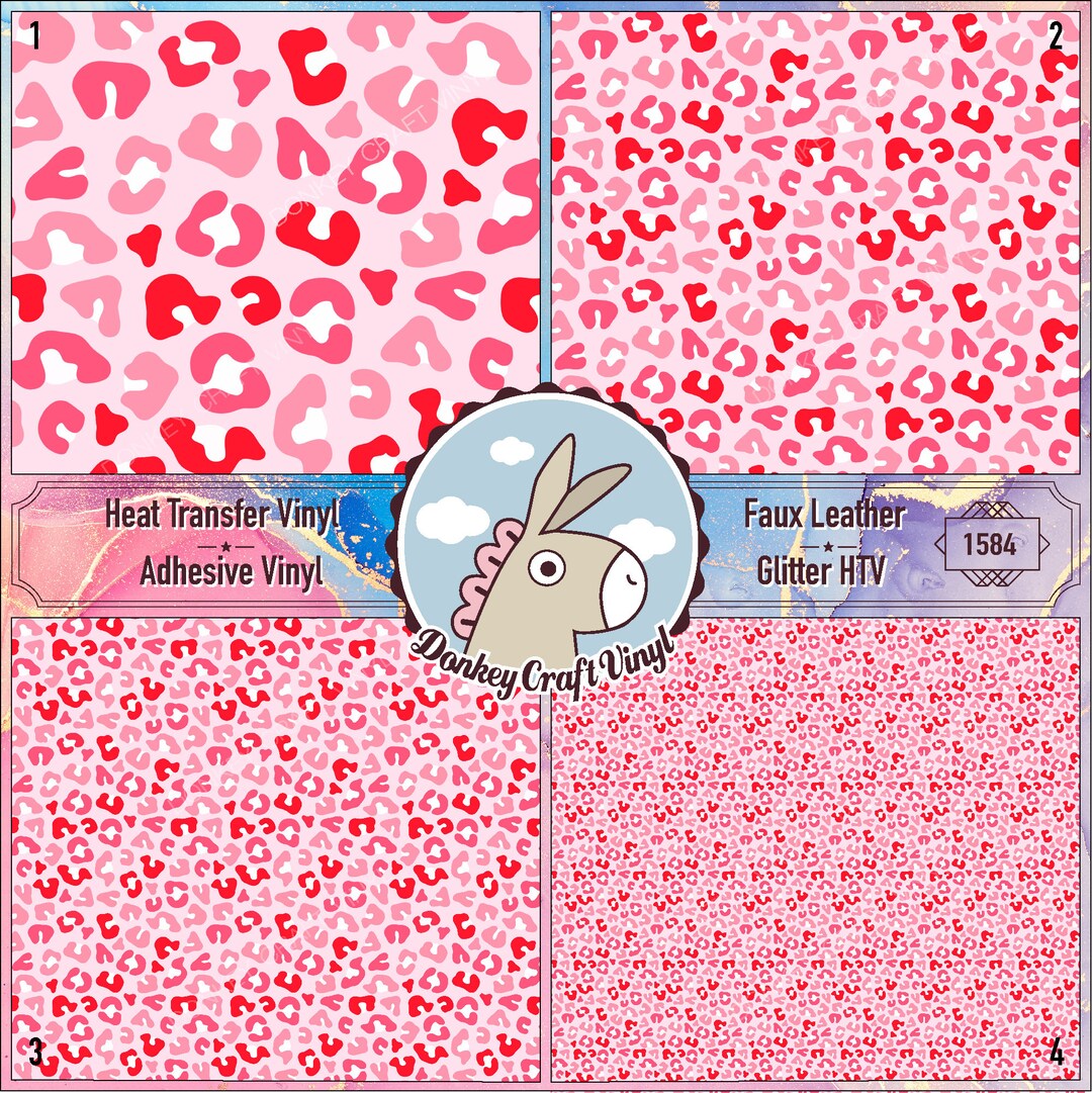 Valentine's Day Pink Leopard Pattern HTV, Iron on Vinyl, Puff Heat ...