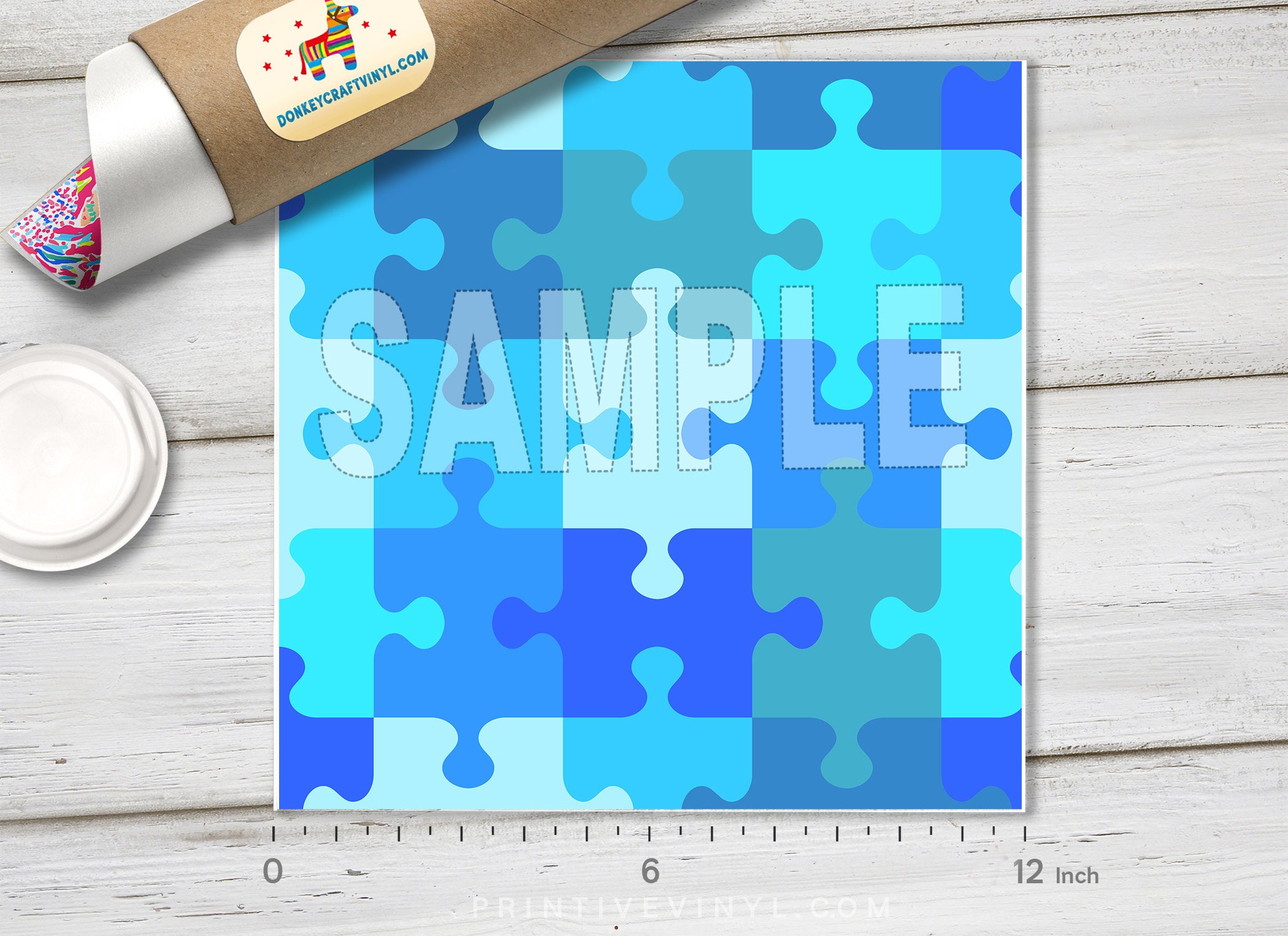 Blue Autism Puzzle Pieces Pattern Printed HTV Pattern Vinyl | Etsy