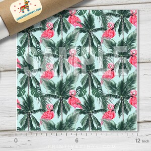 Pink Flamingos Palm Tree Printed HTV, Pattern Vinyl, Glitter HTV, Faux ...