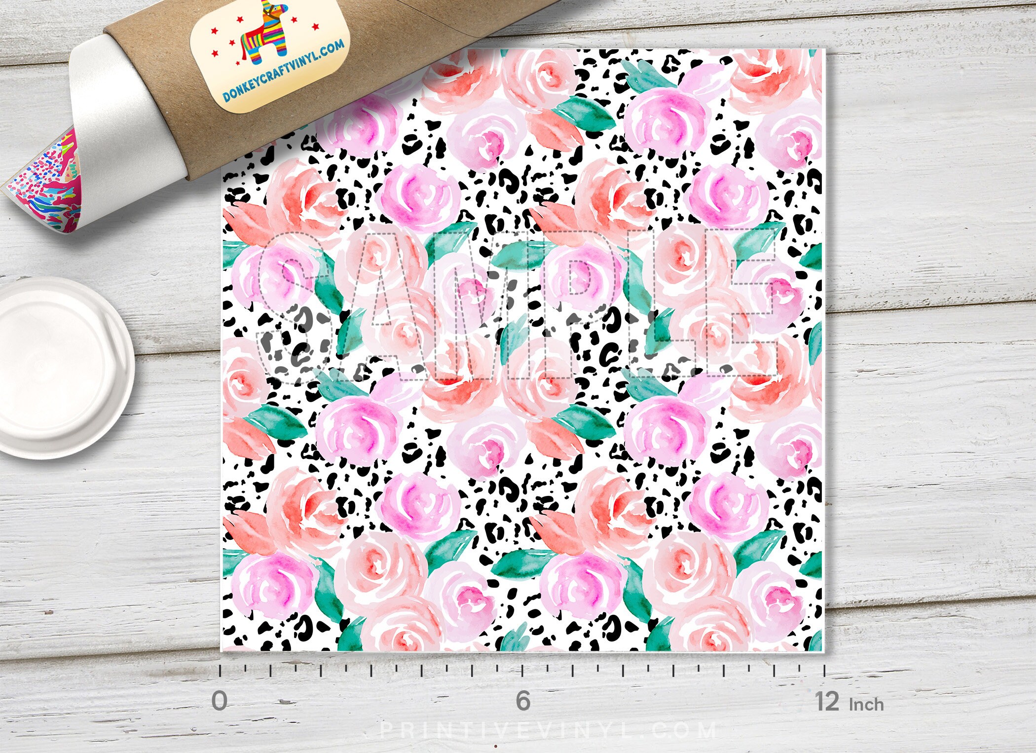 Patterned Vinyl | Rose and Leopard Printed HTV, , Adhesive Craft Vinyl ...