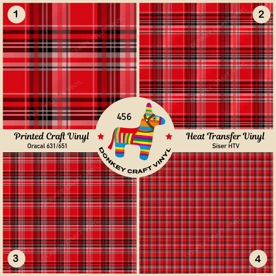 Red Tartan Plaid HTV, Pattern Vinyl, Pattern HTV, Iron On, Faux Leather ...