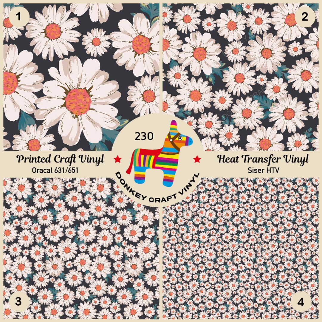 Blossom Flower, Daisy Printed HTV, Pattern Vinyl, Iron on Vinyl ...