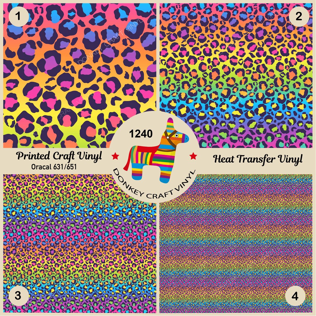 Rainbow Leopard Cheetah Animal Printed HTV, Patterned Vinyl, Iron on ...
