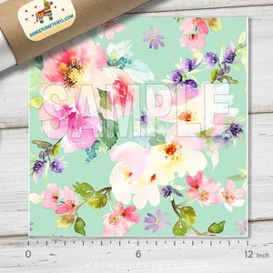 Watercolor Flowers Printed HTV, Pattern Vinyl, Patterned HTV, Glitter ...