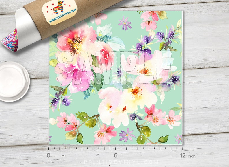 Watercolor Flowers Printed HTV, Pattern Vinyl, Patterned HTV, Glitter ...