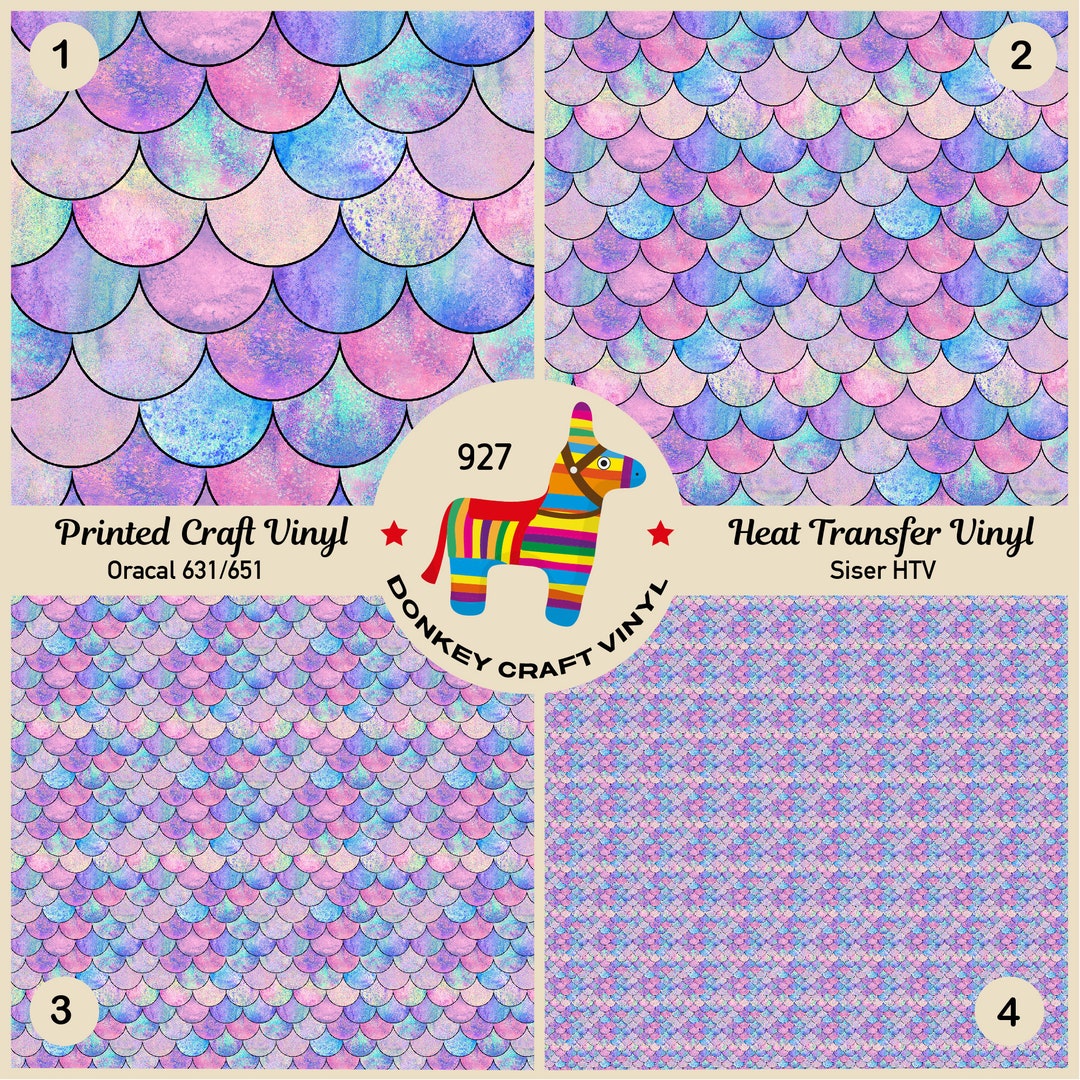 Watercolor Mermaid Scale Wave Printed HTV, Pattern Vinyl, Patterned ...