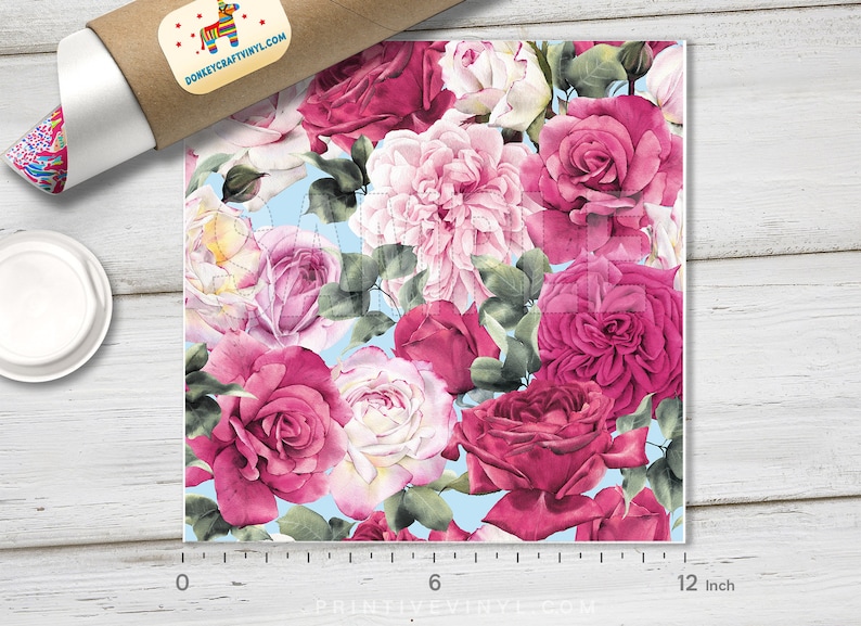 Watercolor Flower Printed HTV, Pattern Vinyl, Iron on Vinyl, Glitter ...