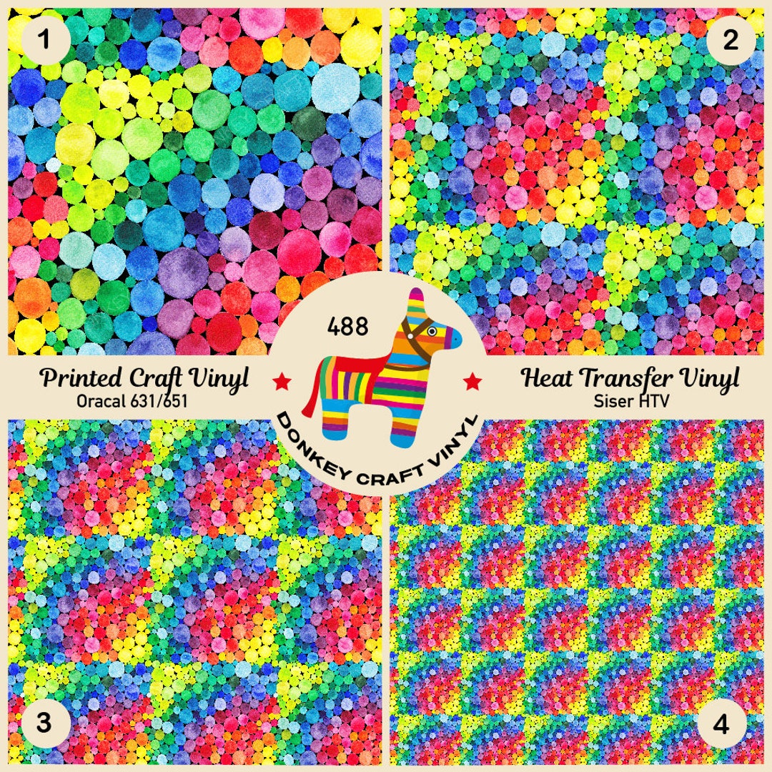 Watercolor Rainbow Dots Printed HTV, Pattern Vinyl, Iron on Vinyl, Faux ...