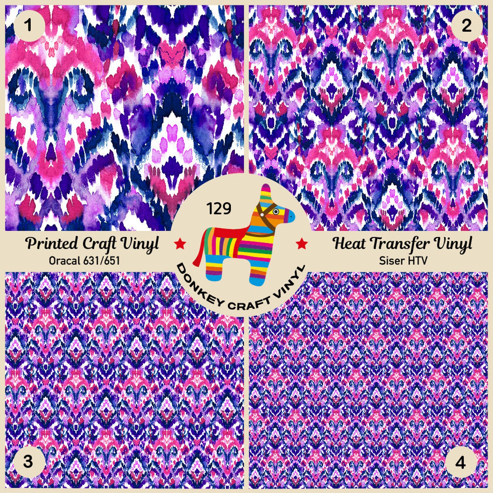 Purple Ethnic Ikat Printed HTV Pattern Vinyl Patterned HTV - Etsy