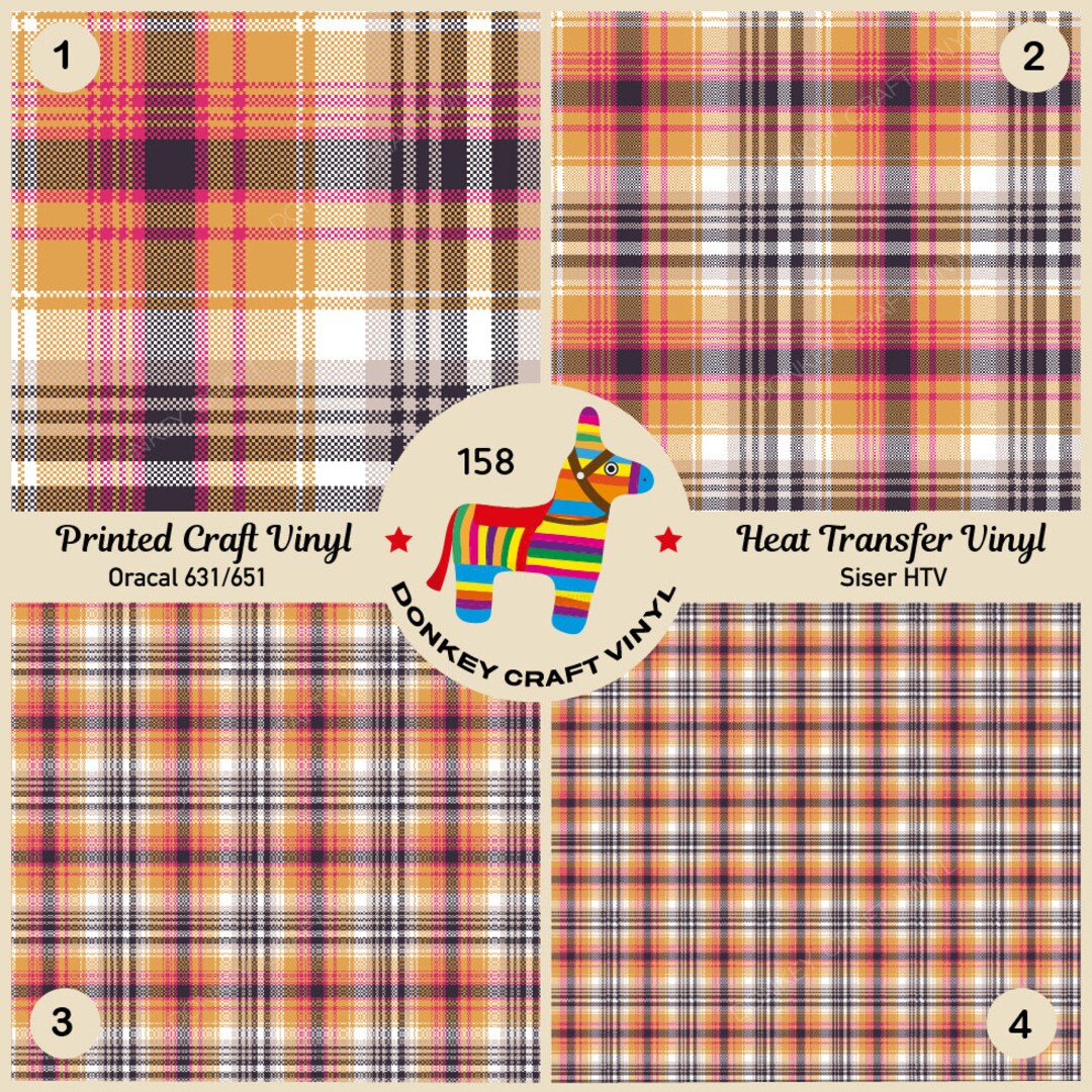 Retro Plaid Printed HTV, Pattern HTV, Pattern Vinyl, Glitter HTV, Iron ...