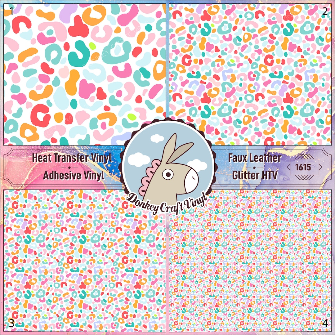 Pastel Leopard Puff HTV, Patterned Glitter HTV, Printed Heat Transfer ...