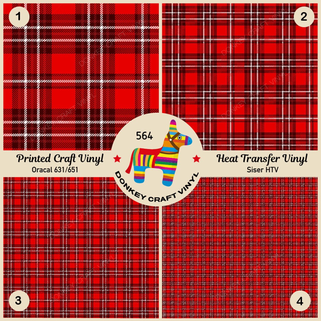 Red Checkered Plaid Pattern Printed HTV, Glitter HTV, Iron on Faux ...