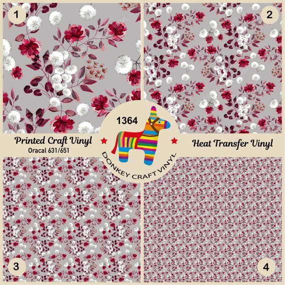Flowers Printed HTV Pattern Vinyl Iron on Vinyl Glitter - Etsy