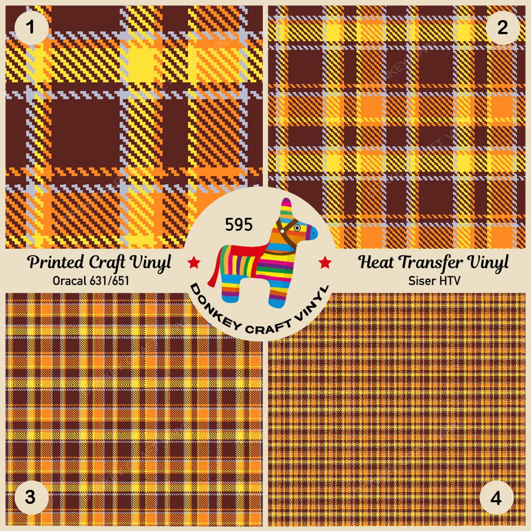 Pumpkin Check, Plaid, Tartan Printed HTV, Halloween Plaid, Pattern HTV ...