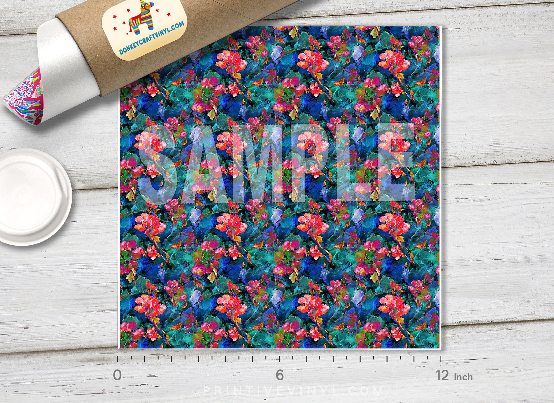 Watercolor Tropical Flowers Pattern HTV Printed Vinyl Siser | Etsy