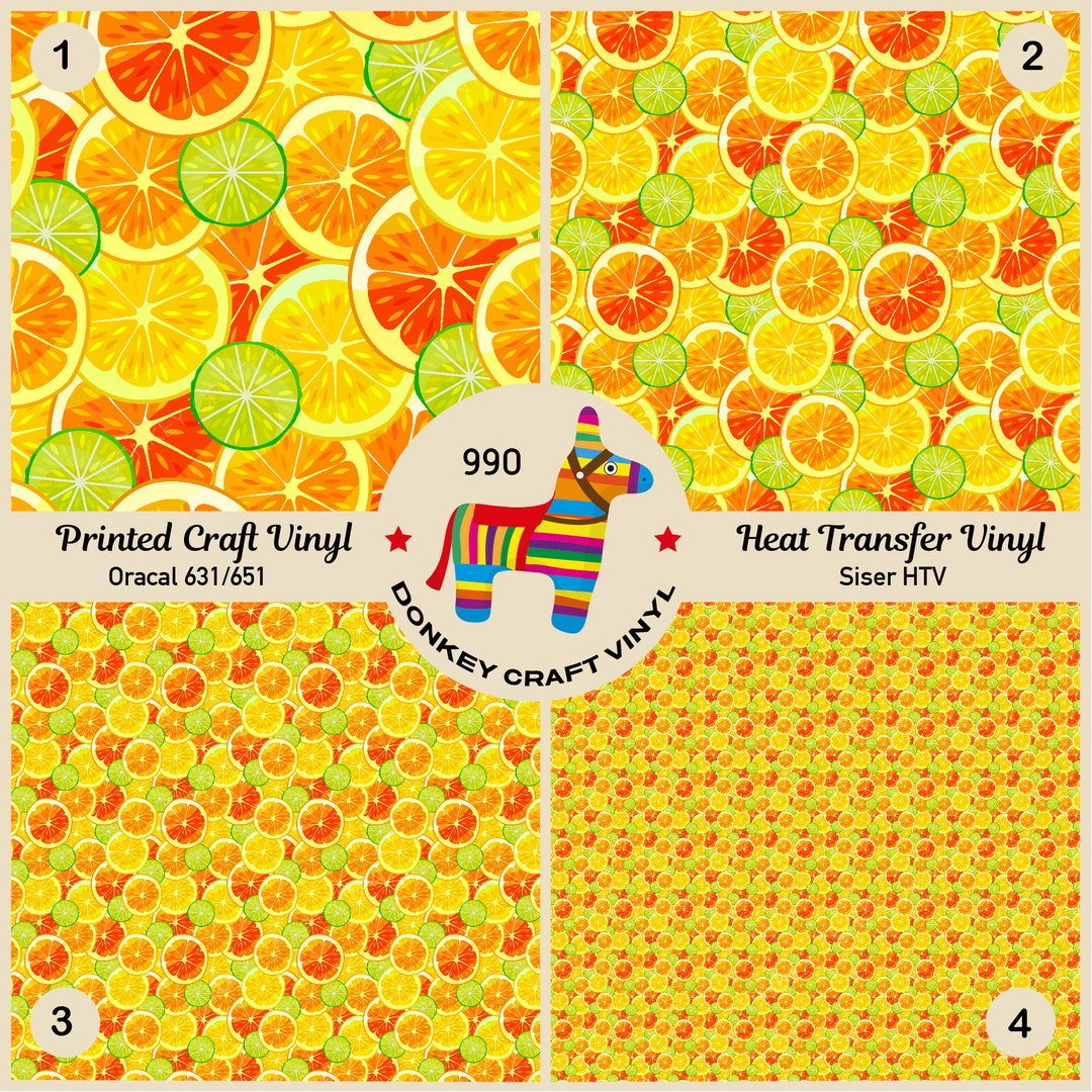 Orange, Lemon, Lime Fruit Printed HTV, Pattern Vinyl, Glitter Patterned ...