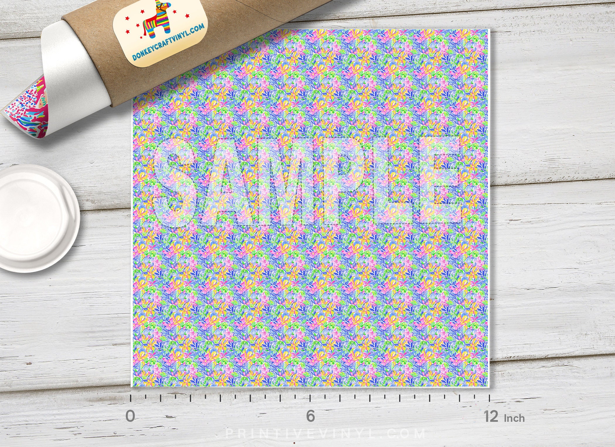 Tropical Lime Flower Pattern Vinyl, Glitter HTV, Patterned Iron on ...