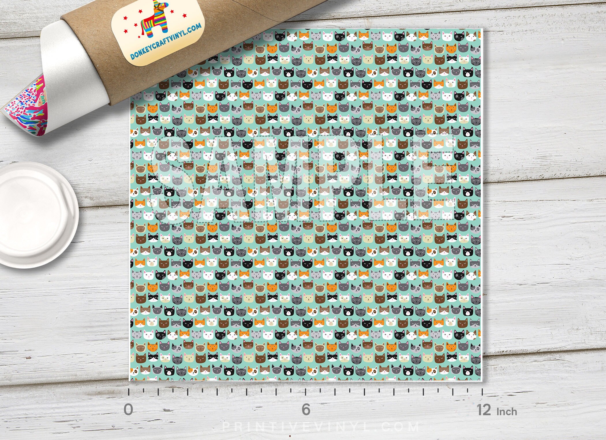 Cat Face Printed HTV, Pattern Vinyl, Iron on Vinyl, Faux Leather, Puff ...